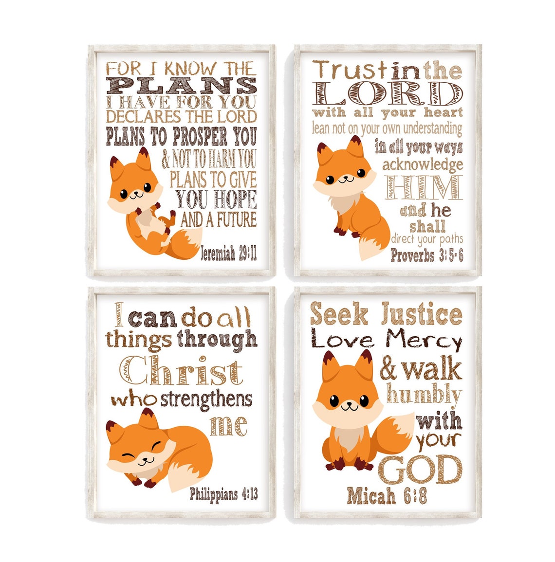 Woodland Fox Christian Bible Verses Quotes Nursery Kids Room - Etsy