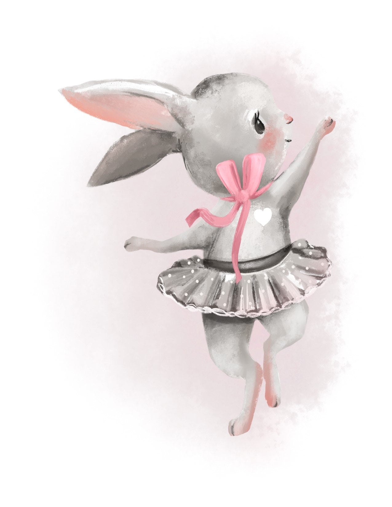 Ballerina Bunny Rabbit in Pink and Gray Ballet Nursery Decor - Etsy