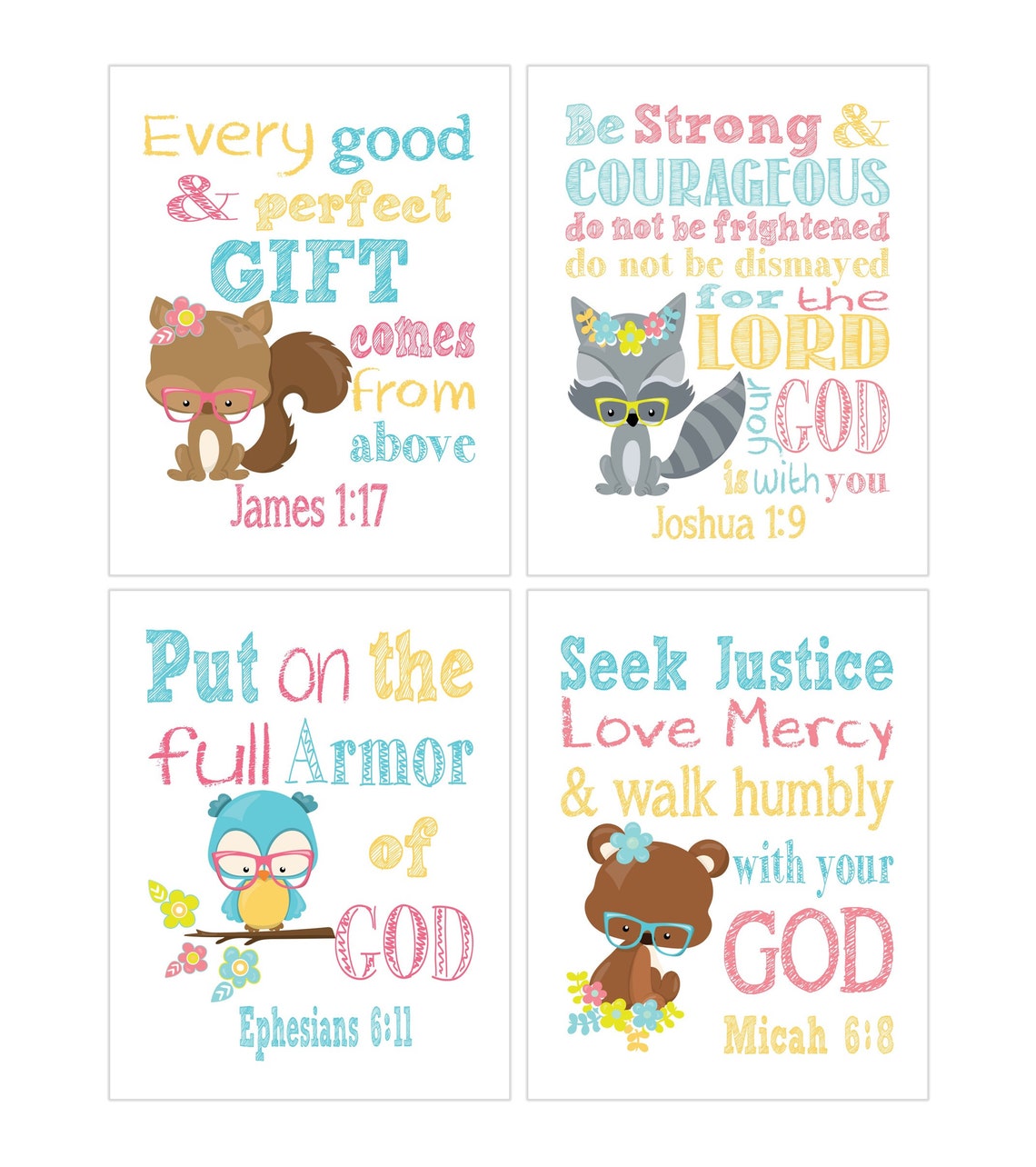 Woodland Christian Bible Verses Quotes Nursery Kids Room | Etsy