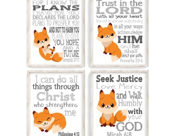 Woodland Christian Bible Verses Quotes Nursery Kids Room | Etsy