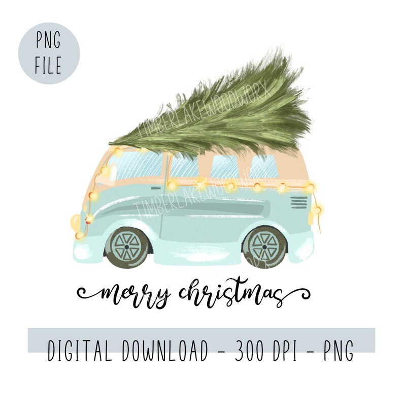 Retro Van Christmas Tree PNG, Sublimation Design (digital Download) - Etsy