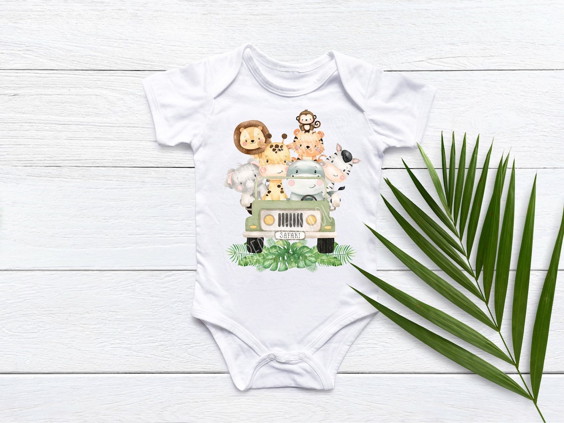 Safari Animals in Jungle Car Watercolor Clipart: Sublimation PNG ...