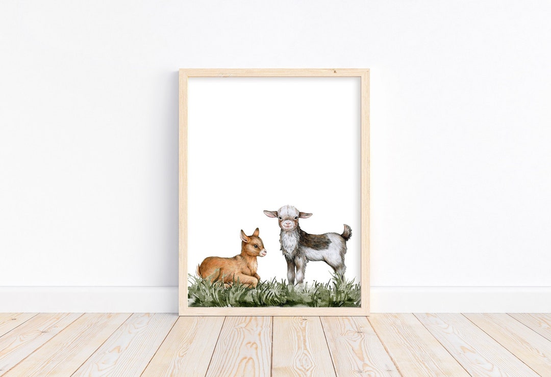 Goats Watercolor Barn Farmhouse Barnyard Rustic Farm Nursery Decor ...