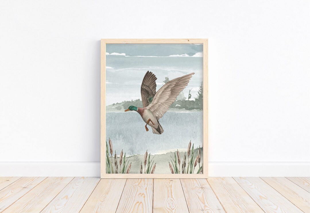 Watercolor Duck Hunting Nursery Mallard Duck Little Boys Room Unframed ...