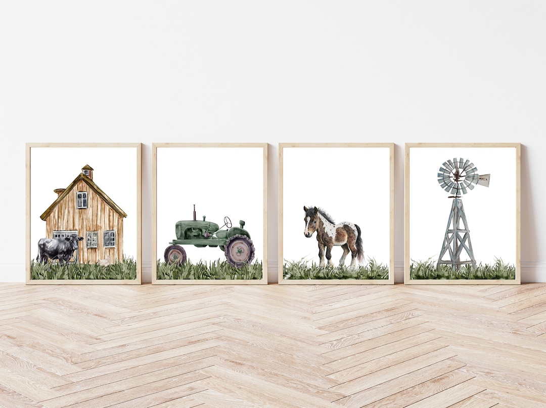 Barnyard Rustic Farm Nursery Decor Set of 4 Unframed Farmhouse - Etsy