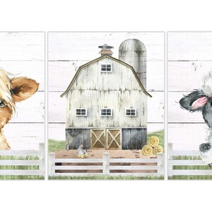 Highland Cow Sheep Watercolor Farm Animal Barnyard Rustic Shiplap ...