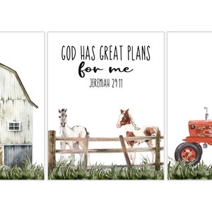 Christian Barnyard Rustic Farm Horses Tractor Nursery Decor Set of 3 ...