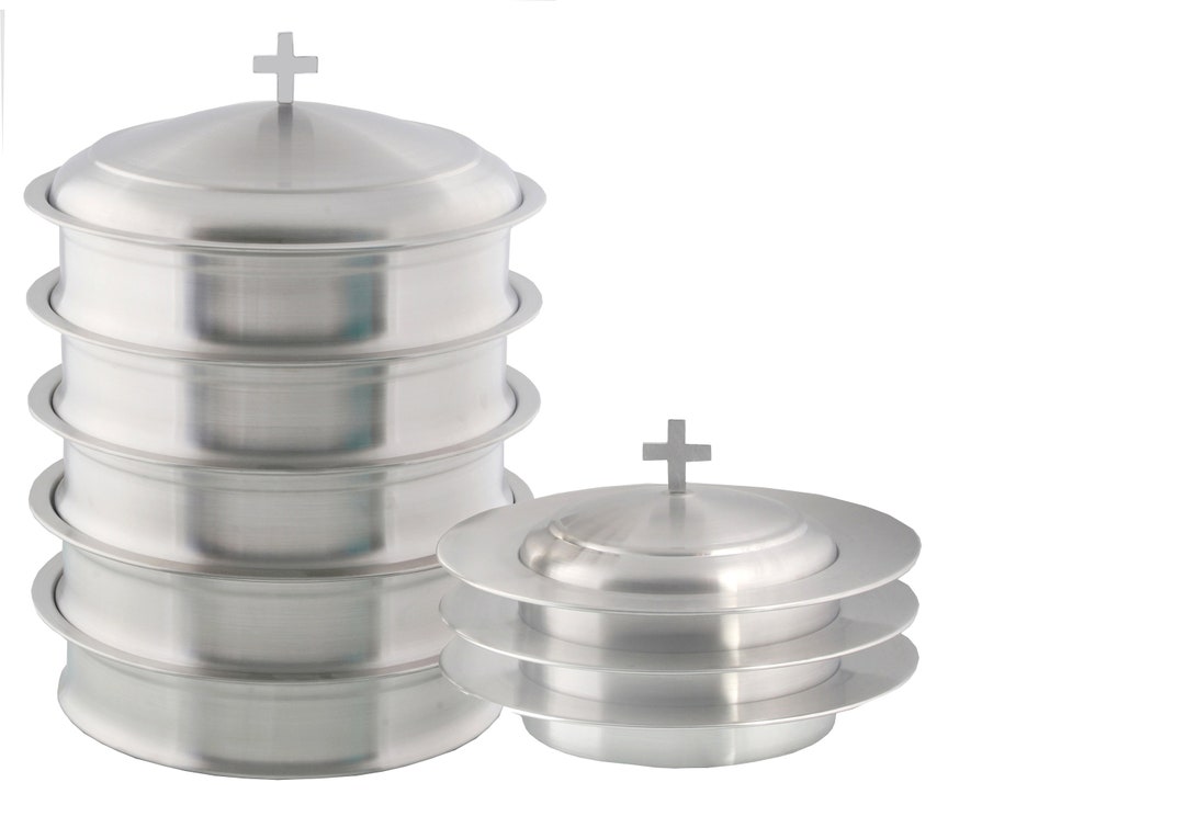 Communion Set Holy Serving Bread Plate & Wine Tray Stainless Steel ...