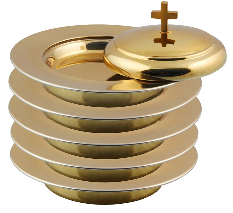 Communion 5 Bread Plate With Cover Brass Finish Church Item Religious ...
