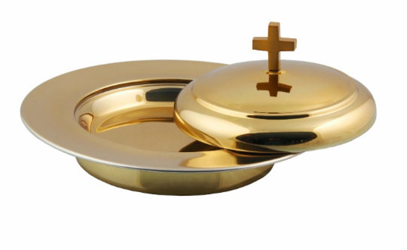 Communion 5 Bread Plate With Cover Brass Finish Church Item Religious ...