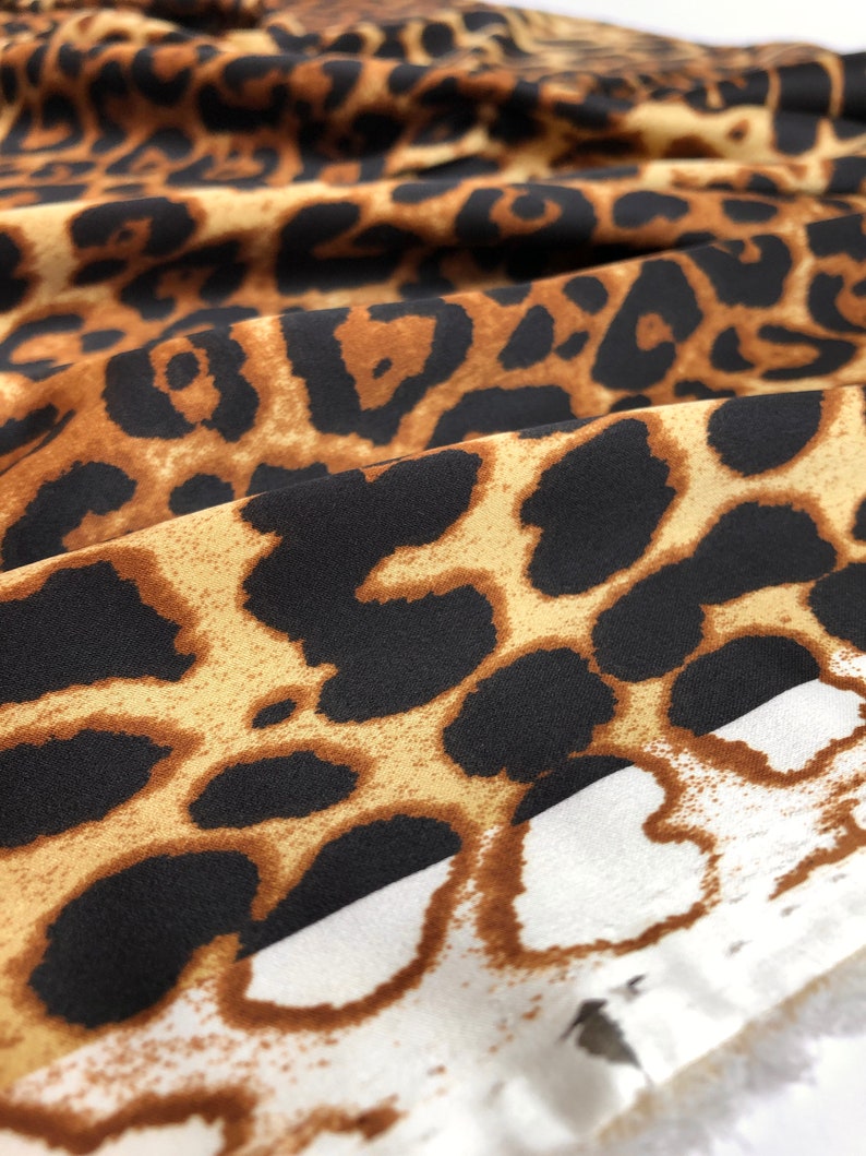 Leopard print fabric silk satin fabric by the yard | Etsy
