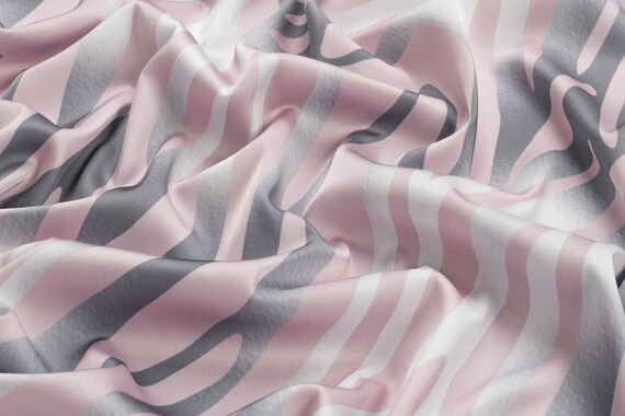 Pink Silver Zebra Print Silk Satin by the Yard Fabric for - Etsy