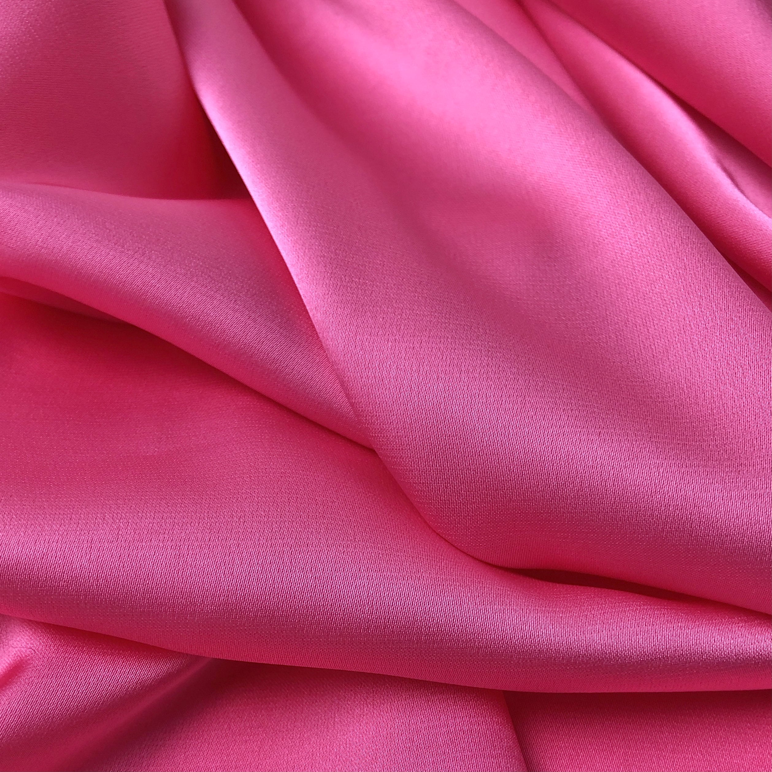 Carmine Rose Pink Silk Satin Fabric by the Yard Silk Fabric - Etsy UK