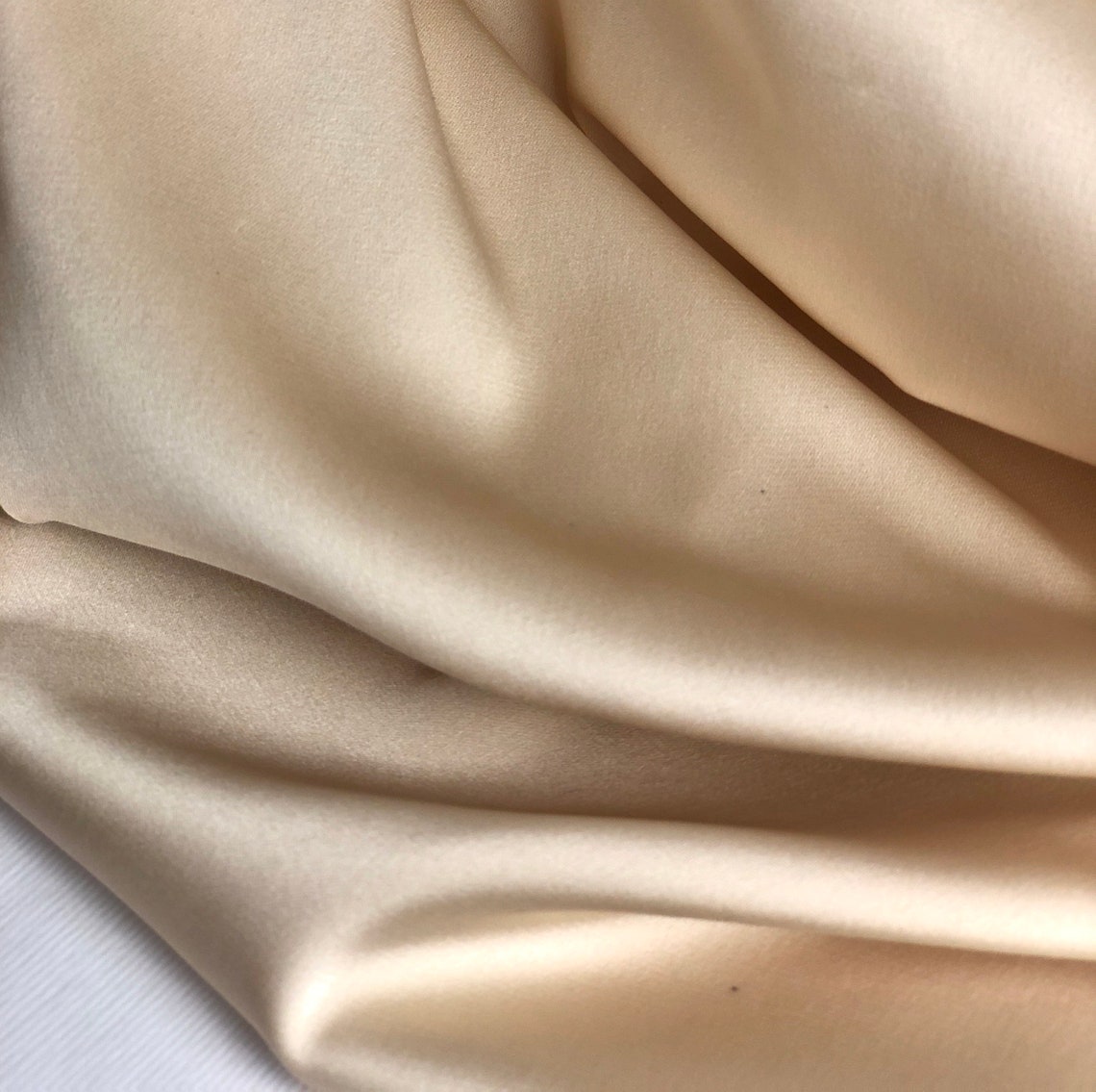 Champagne Silk Satin Fabric By The Yard Lingerie And Dress Etsy