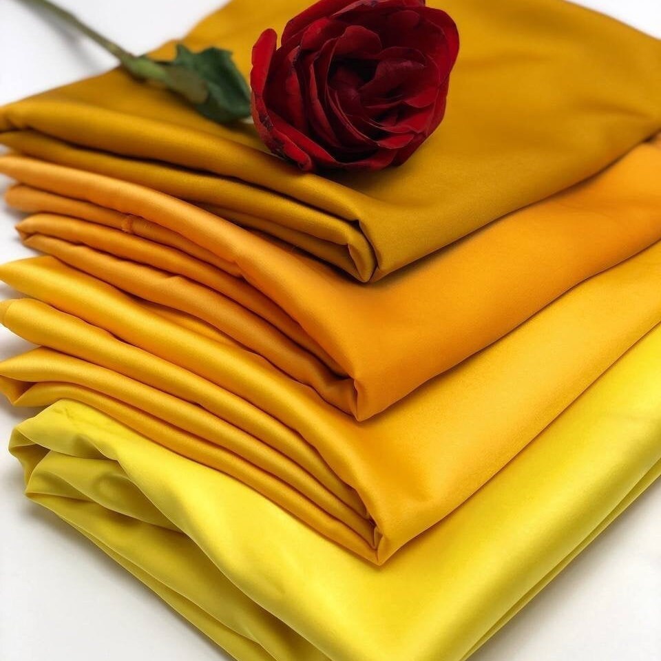 Yellow Shades Silk Satin Fabric By The Meter Lingerie And Etsy