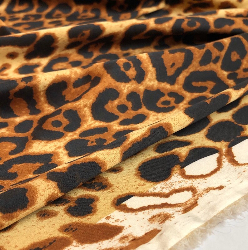 Leopard print fabric silk satin fabric by the yard | Etsy