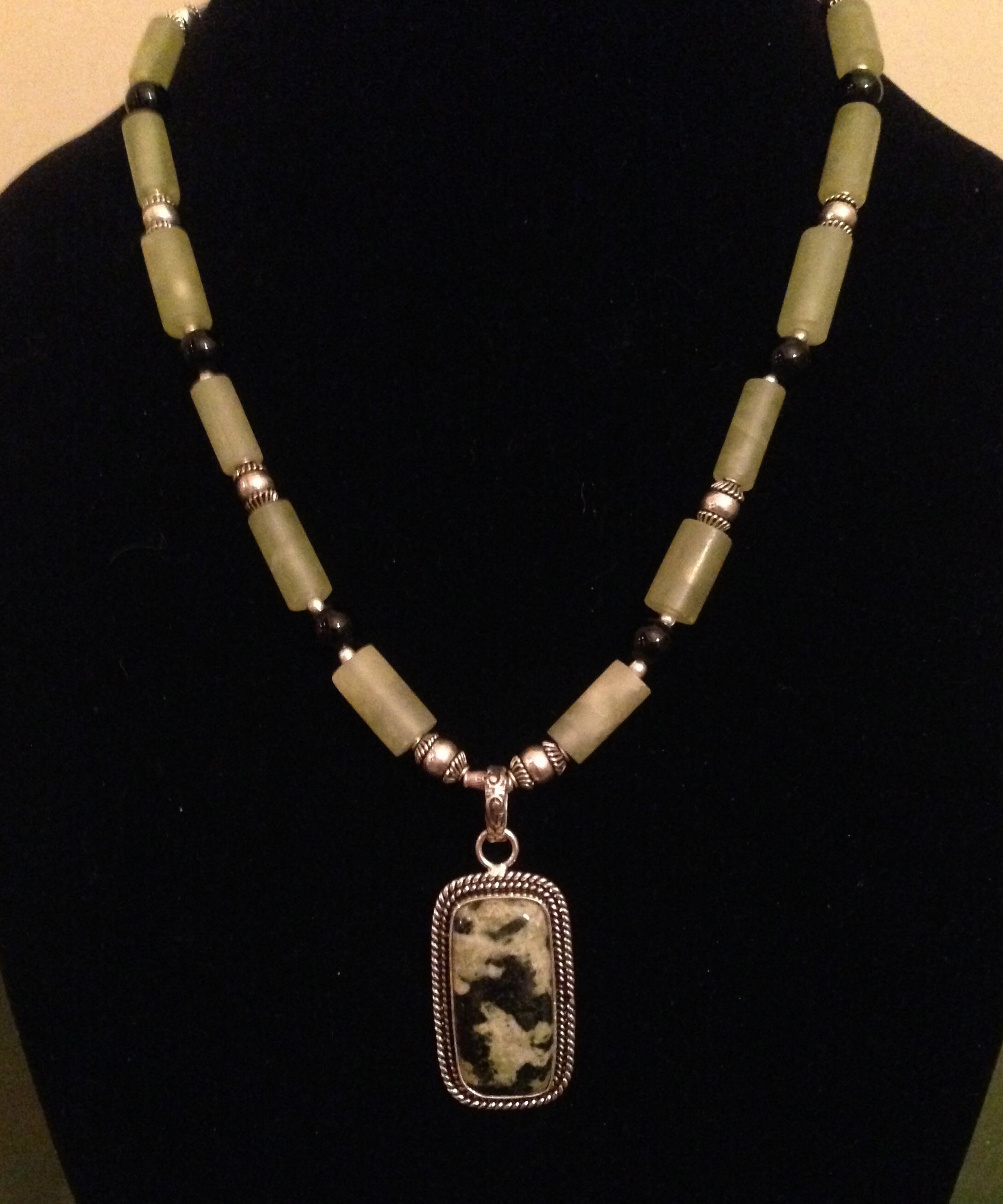 Gorgeous Sterling Canadian Jade Pendant and Vintage Afghan Jade Tube ...