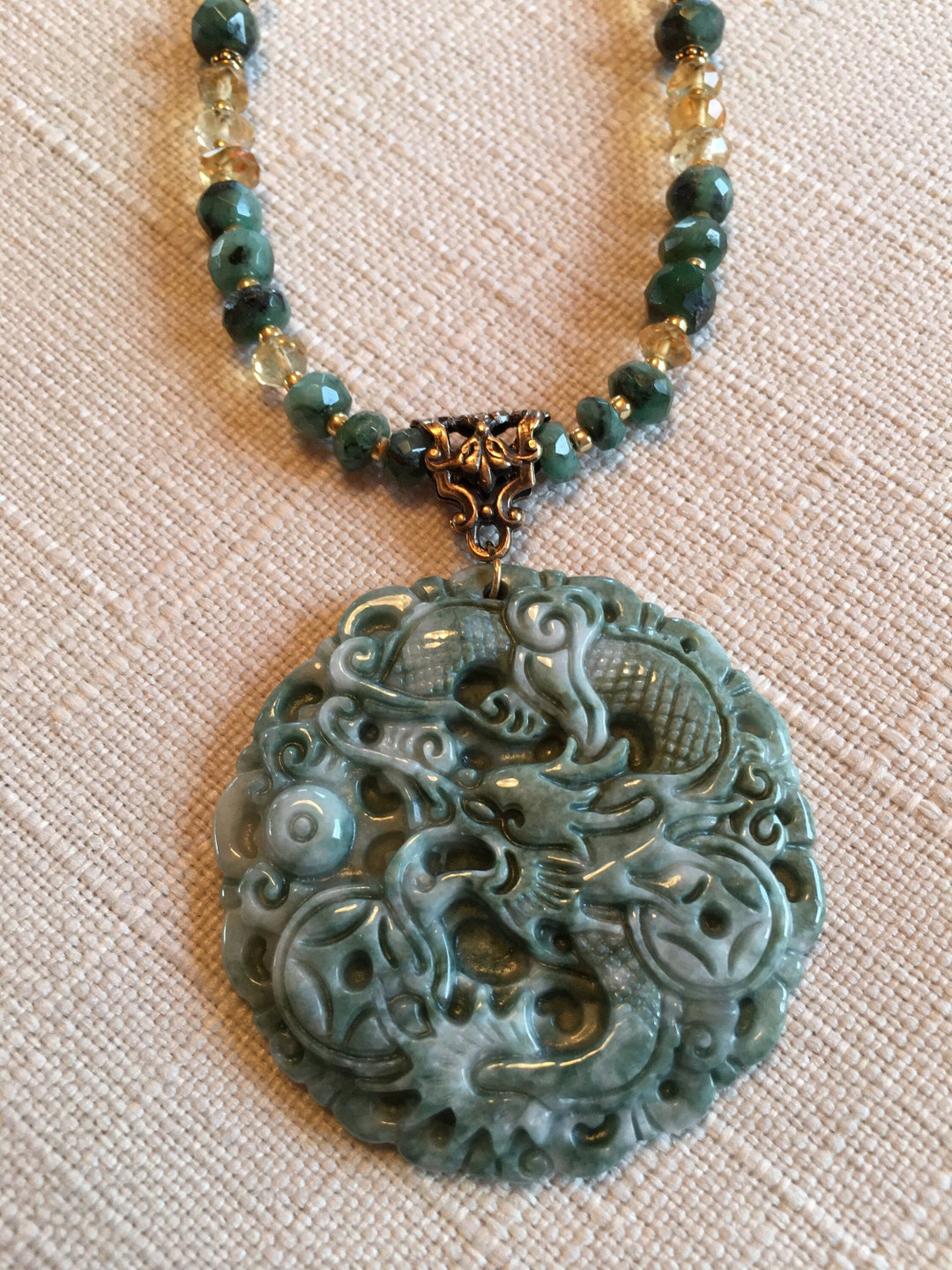 Carved Jade Pendant Necklace - Etsy