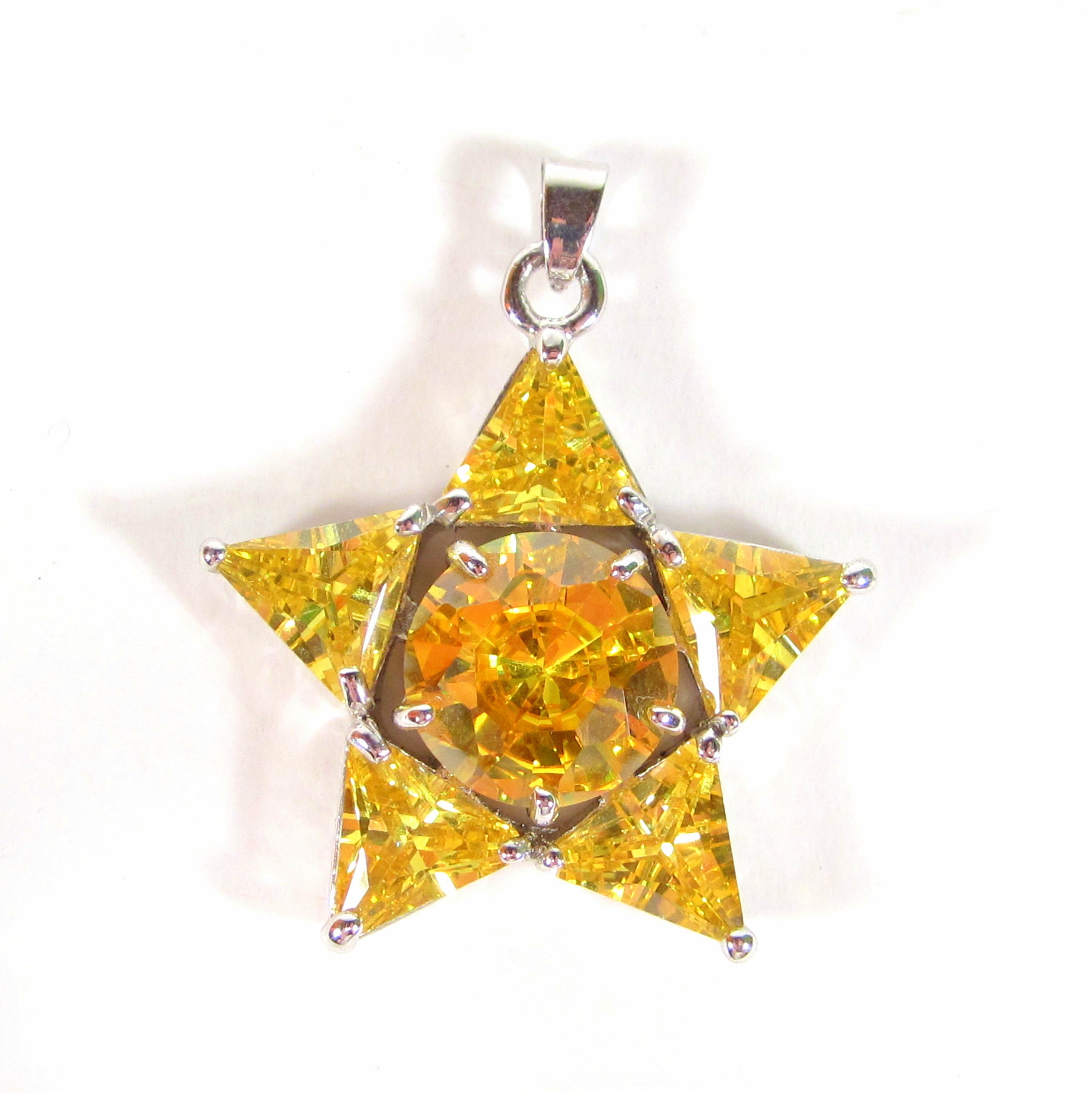 Yellow Star Pendant 90s Yellow Cubic Zirconia 4,5x4cm - Etsy