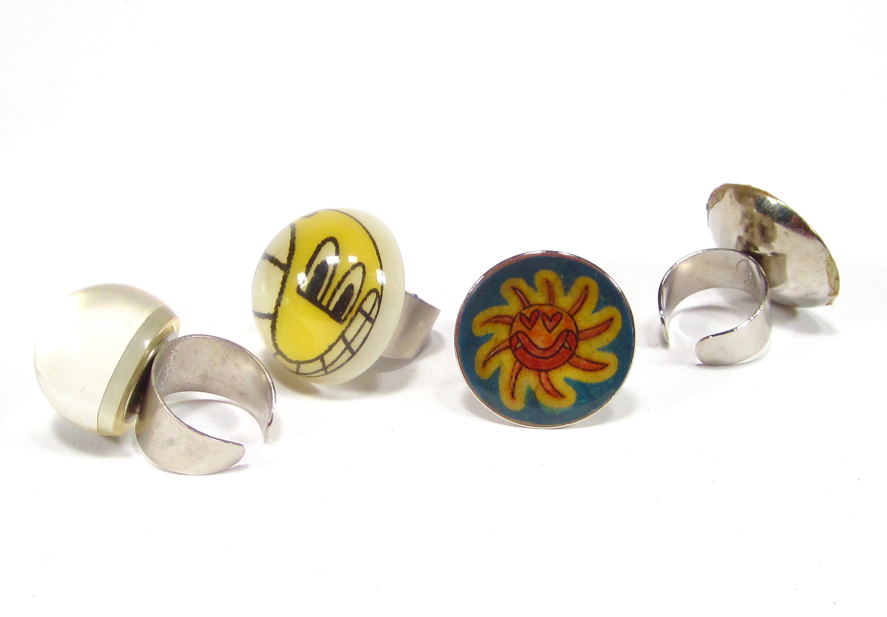 Cool Pop Art 90s Rings Set of 4 Jim Avignon Art Jewelry Synthetic Resin ...
