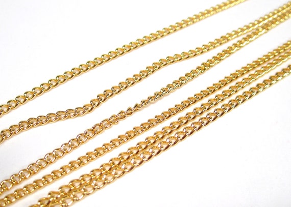 Thin gold chain 4 pieces gold-plated chain necklace 44 cm 1.9 | Etsy