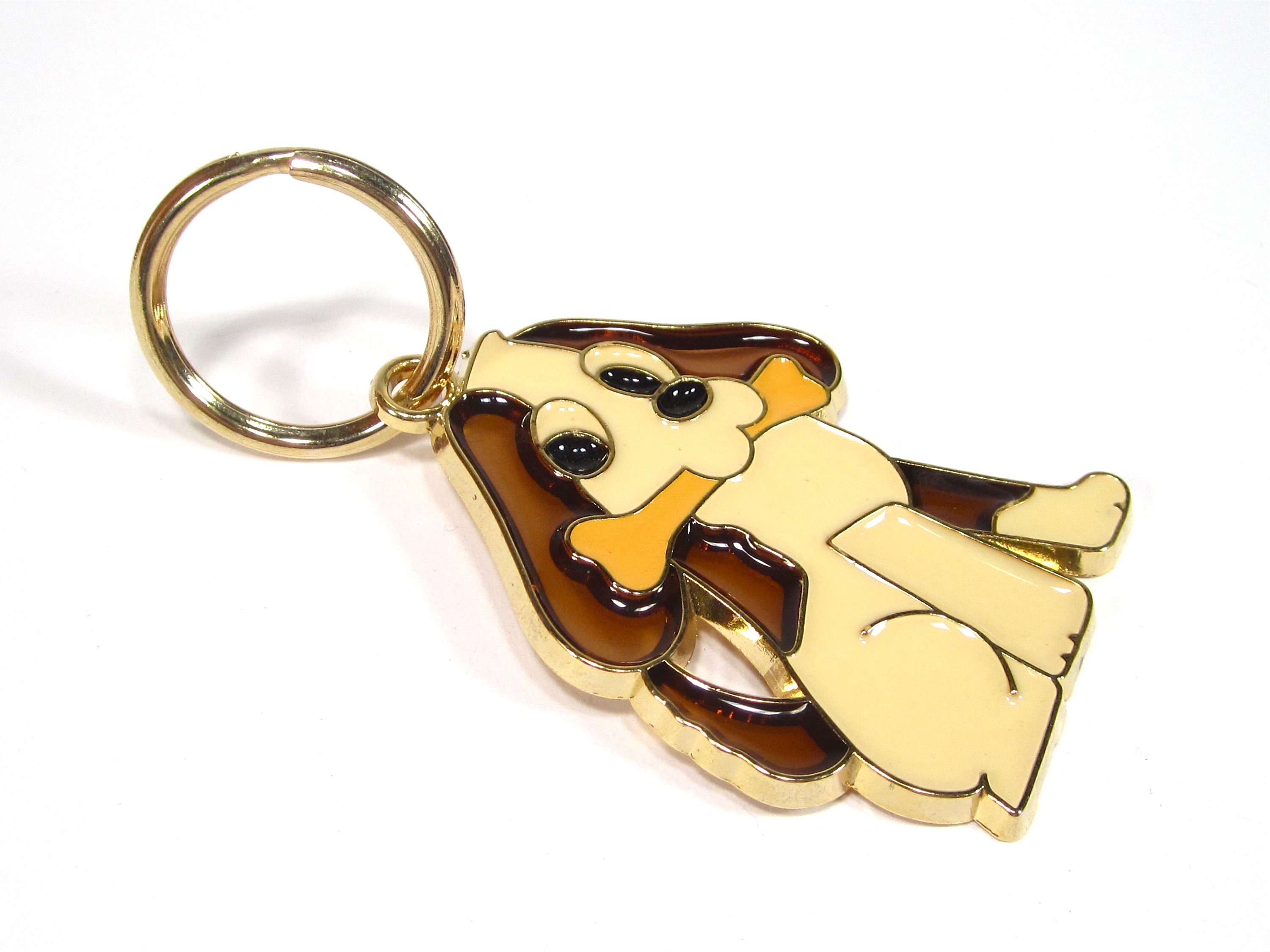 Cute Dog Keychain Gold Resin Made in USA Florida 70s - Etsy UK