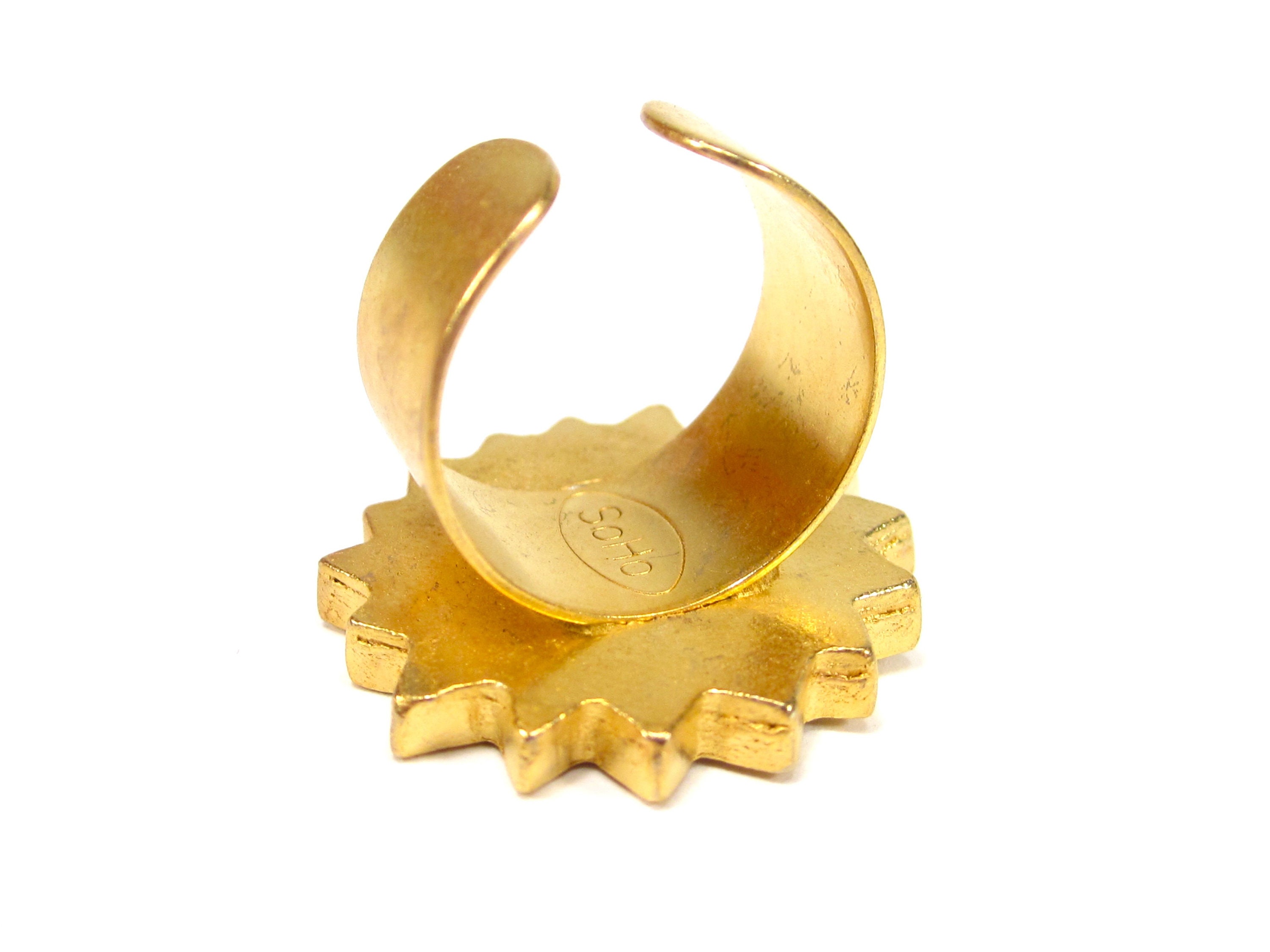 Vintage Sun Ring Sun Gold Green Resin Hand Made Ring Retro - Etsy