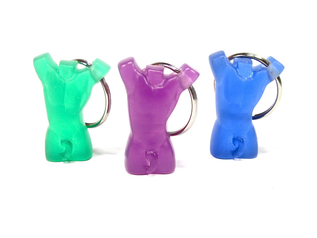 Male Torso Upper Body Key Chain Man Blue Purple Green 90s Made in ...