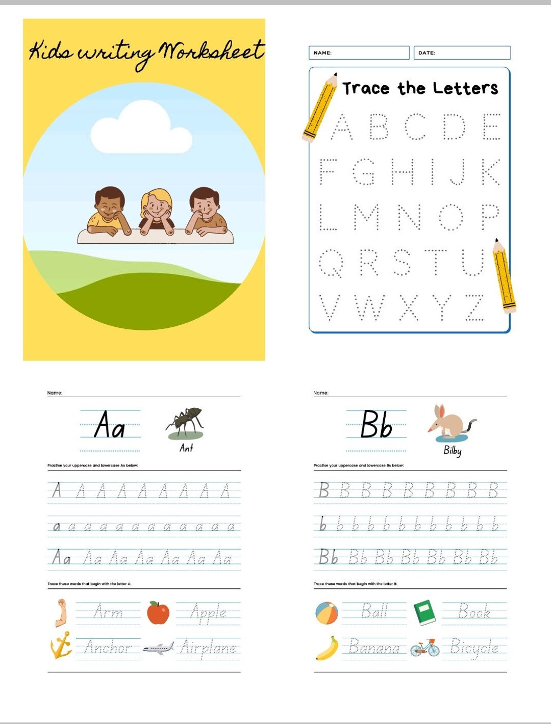 Downloadable Alphabet Color Worksheet for Kids. From A-Z - Etsy