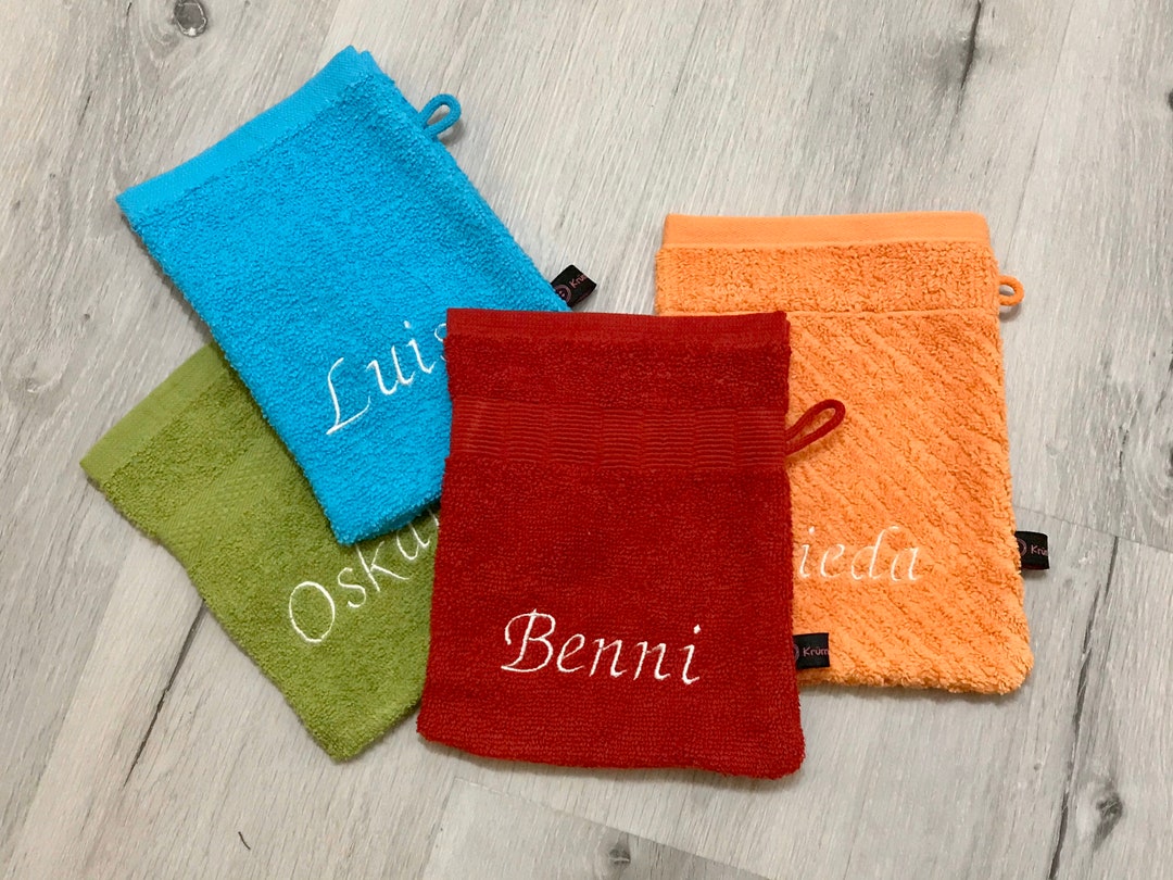 Washcloth Wash Mitt With Desired Name in Several Colors - Etsy