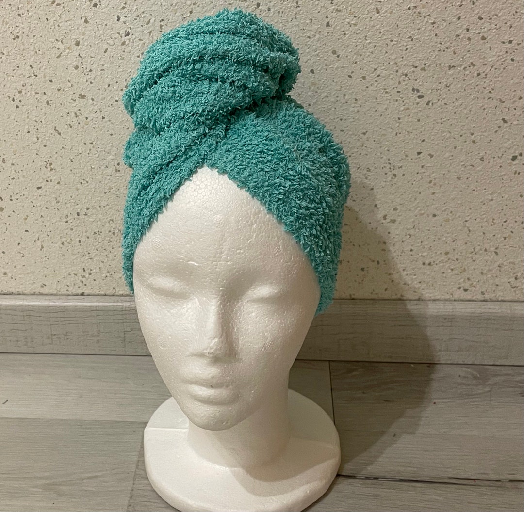 Towel Turban Hair Turban Headscarf Terry Cloth Several Sizes Turquoise ...