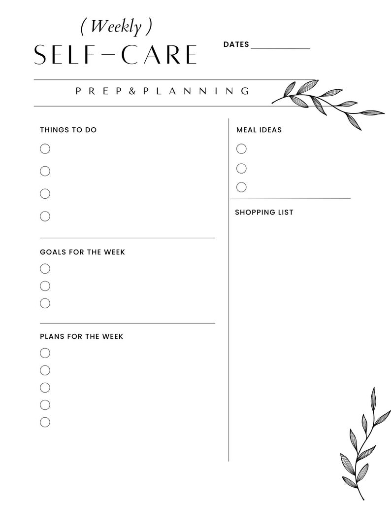 Weekly and Daily Self-care Planner - Etsy