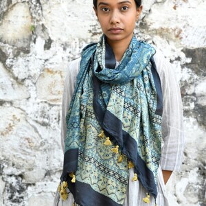 Poetry in Motion Ajrakh Natural Dyed Silk Scarf - Etsy