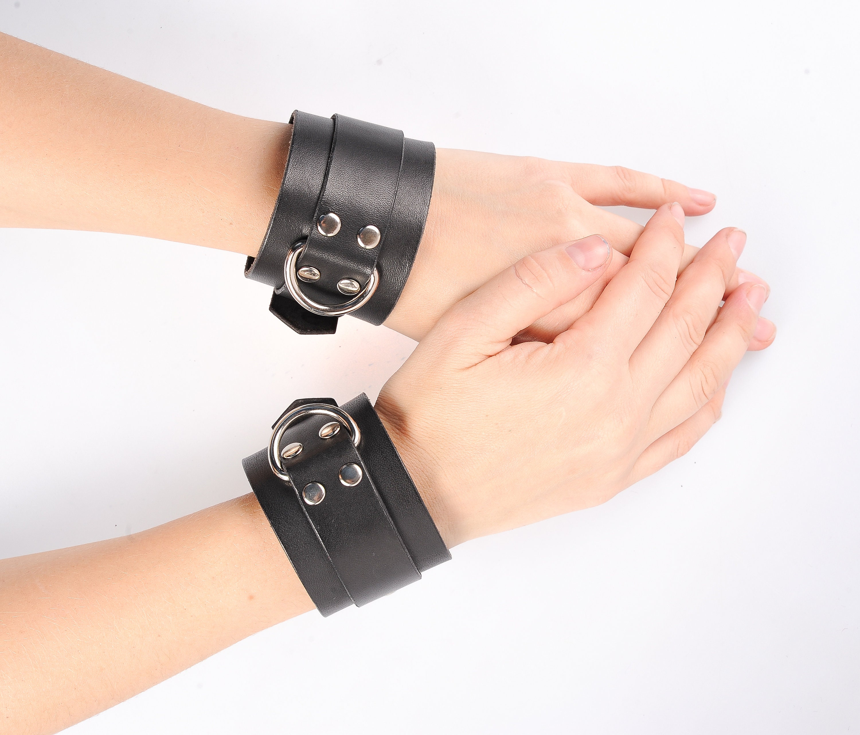 Bdsm Leather Handcuffs Securely Bondage Cuffs Etsy