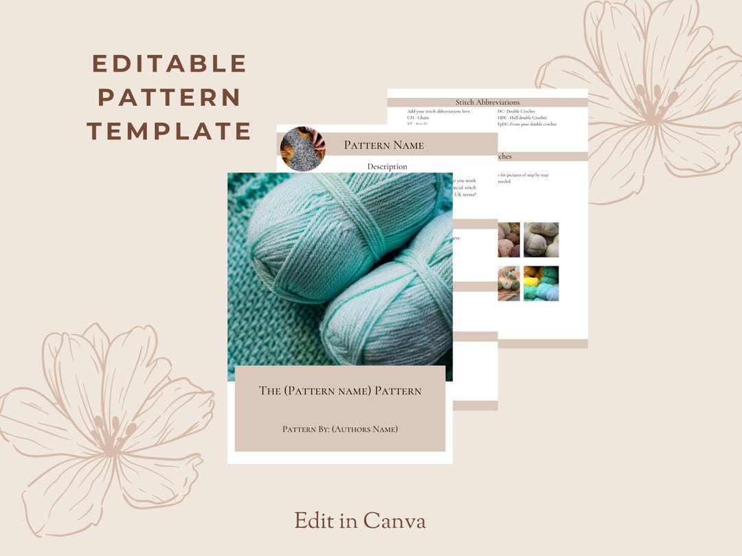 Editable Crochet Pattern Template | Canva Template | 7-page Crochet Pattern Design | PDF ...