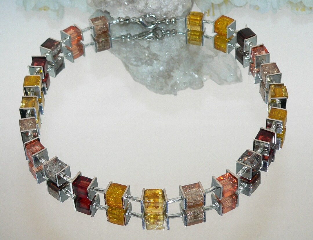 Chain, Necklace, Collier, Chain of Cubes, Glass Cubes, Acrylic Cubes ...