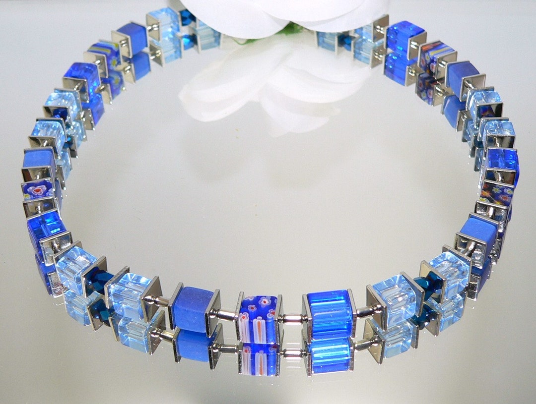Chain, Necklace, Collier, Cube Chain, Millefiori, Glass Cubes, Polar Effect Cubes, Acrylic Cubes ...