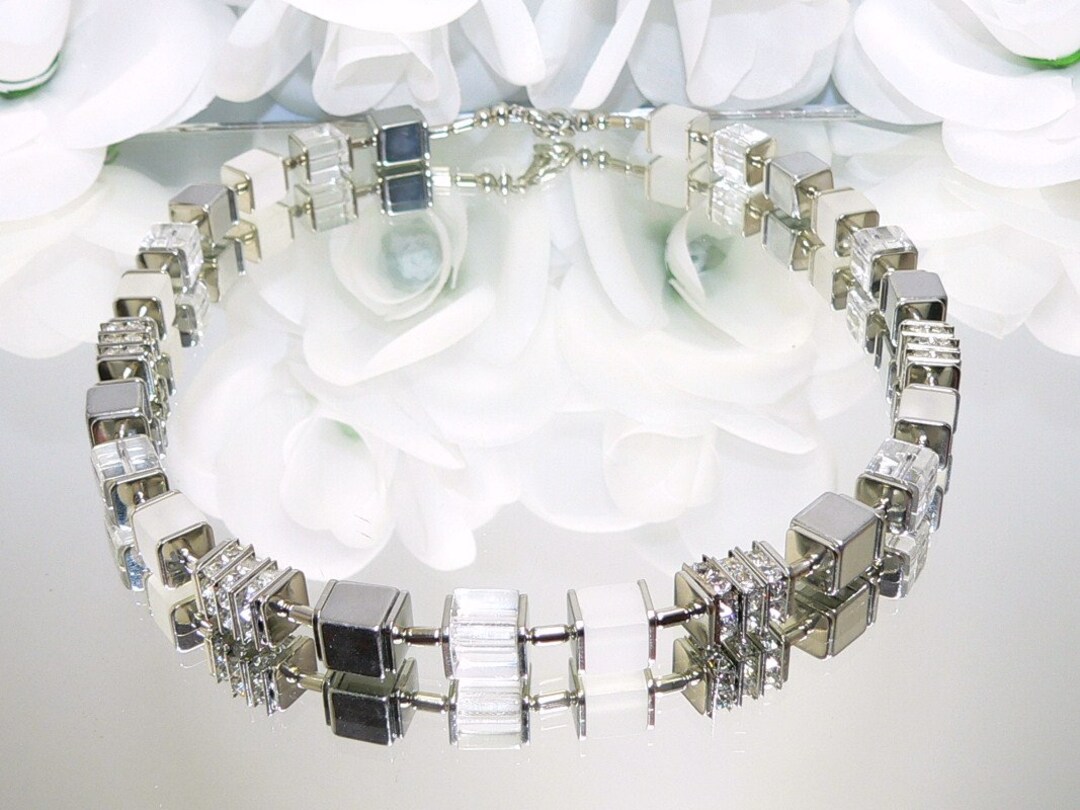 Chain, Necklace, Collier, Cube Chain, Cube, Glass Cubes, Hematite Cubes ...