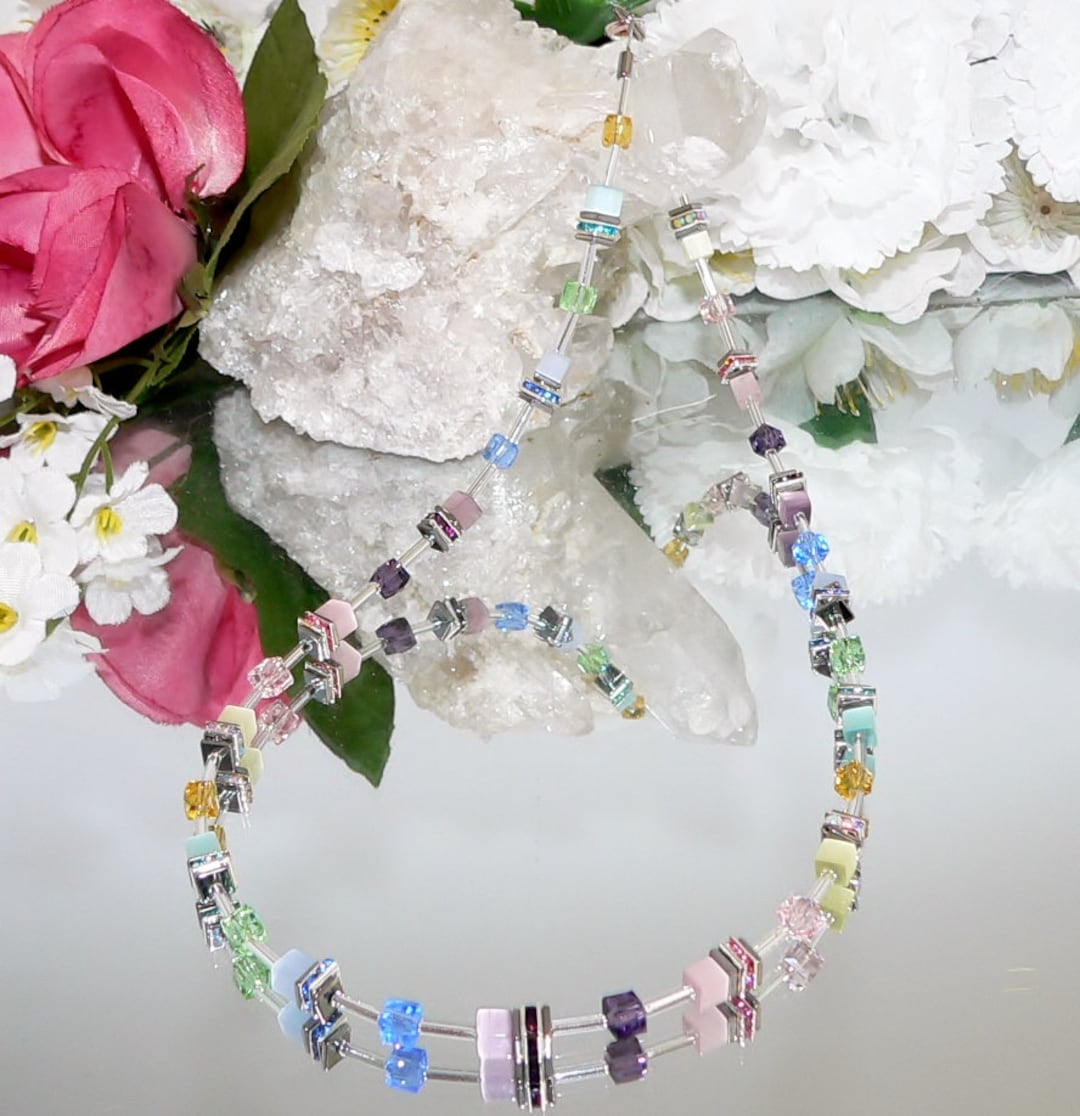Chain, Cube Chain, Necklace, Necklace, Cube, Crystal Glass Cube, Cateye ...