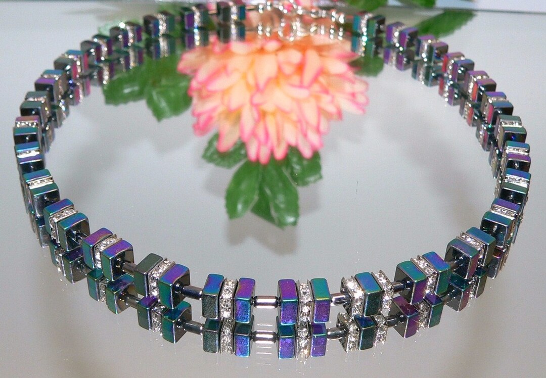Chain, Necklace, Cube Chain, Cube, Cube, Necklace, Rhinestones, Silver ...