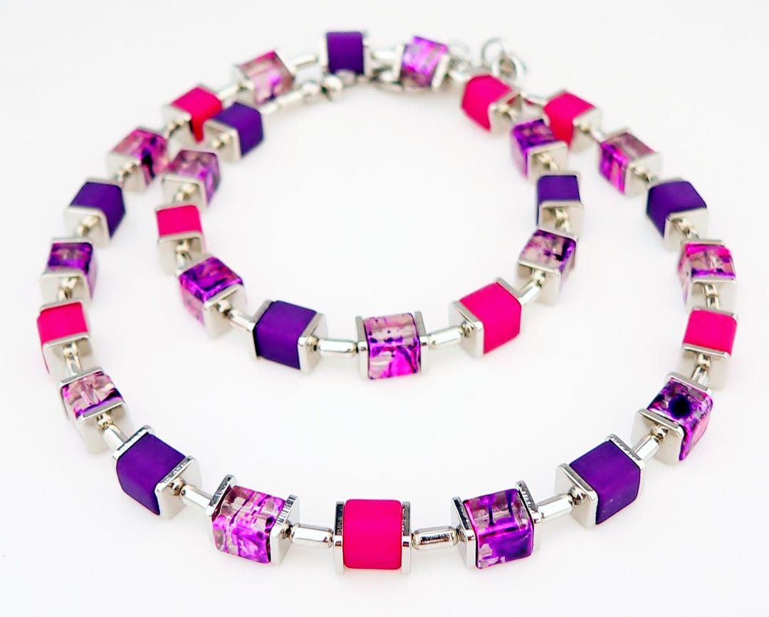 Chain, Necklace, Collier, Cube Chain, Necklace, Cube, Glass, Polaris ...