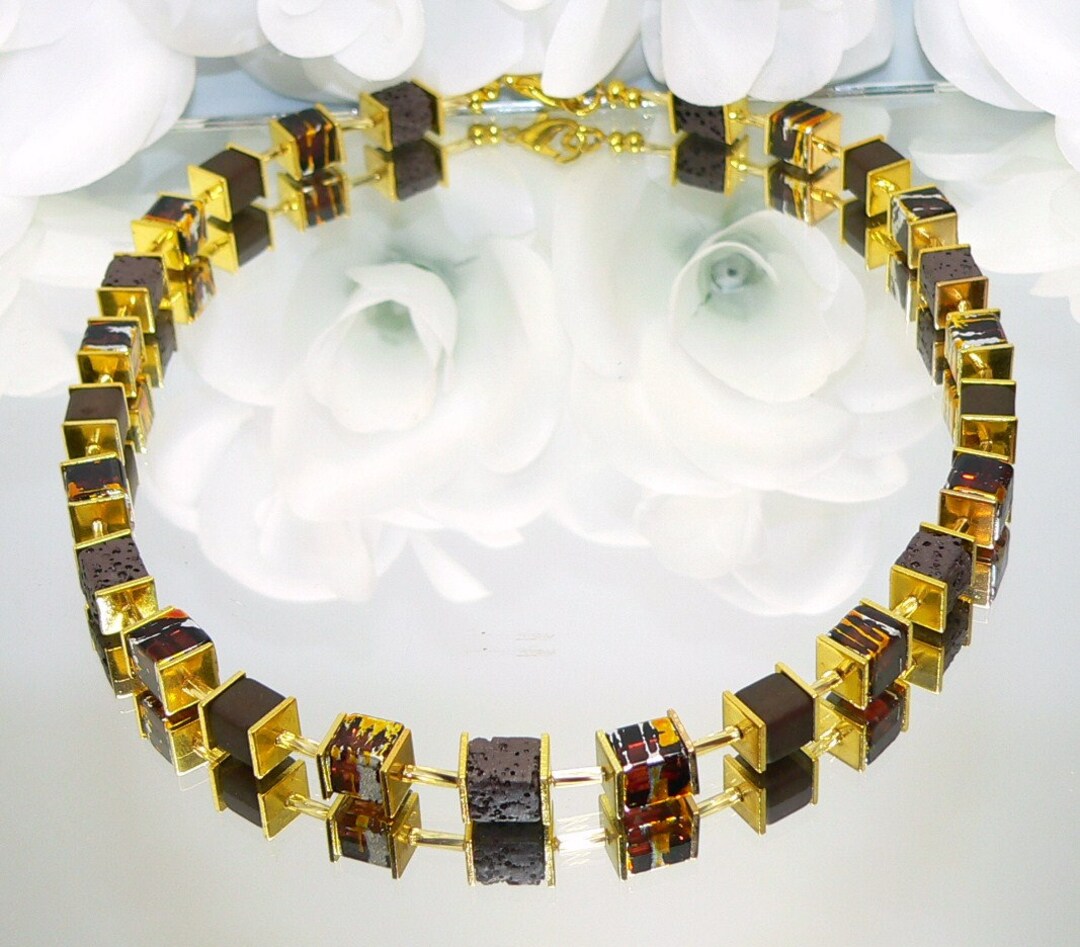 Chain, Necklace, Collier, Cube Chain, Cube, Necklace, Glass, Lava ...