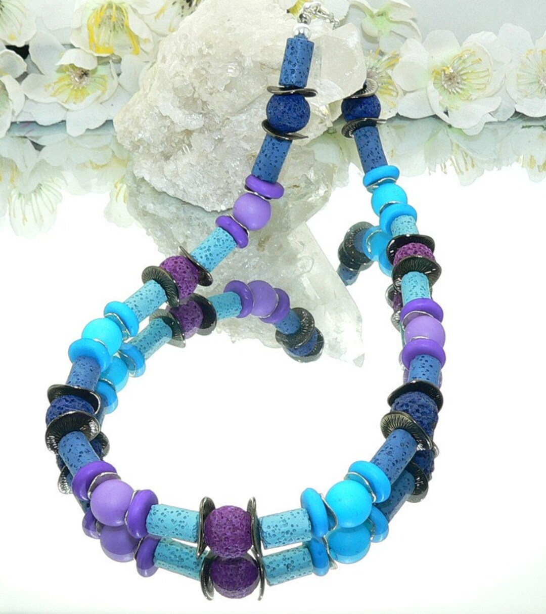 Chain Necklace Collier Roller Chain Lava Beads Lava - Etsy