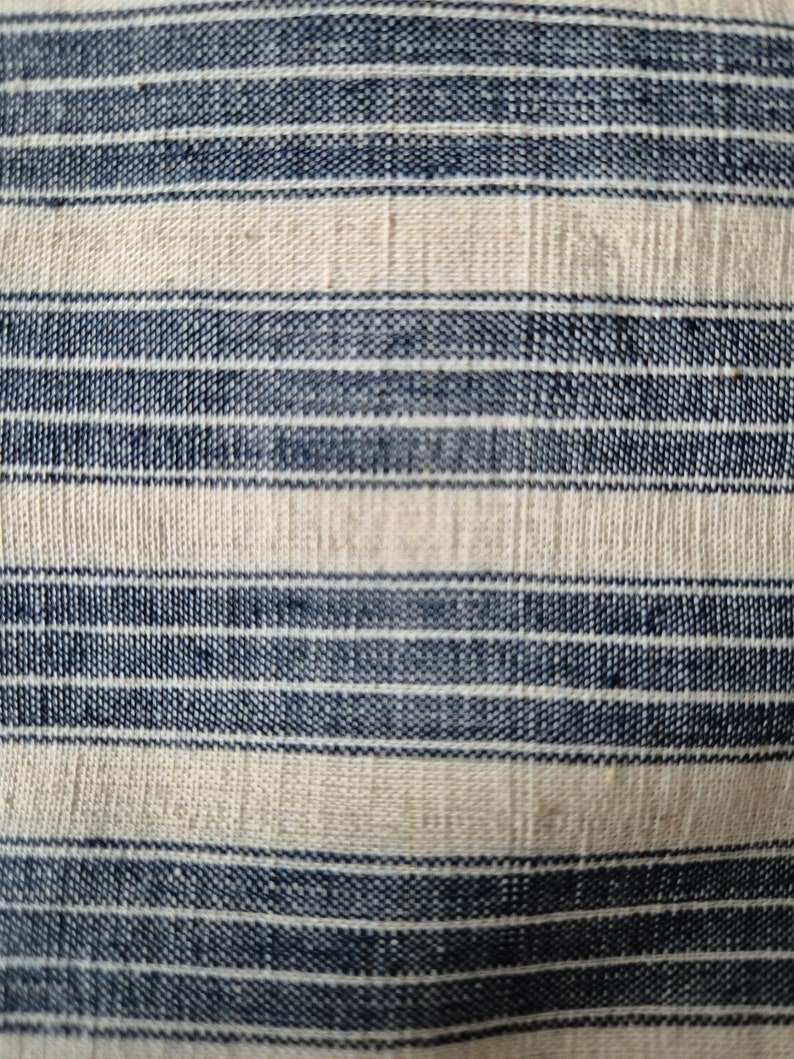 Dark Indigo Triple Stripes Pattern on Ecru Natural Cotton - Etsy