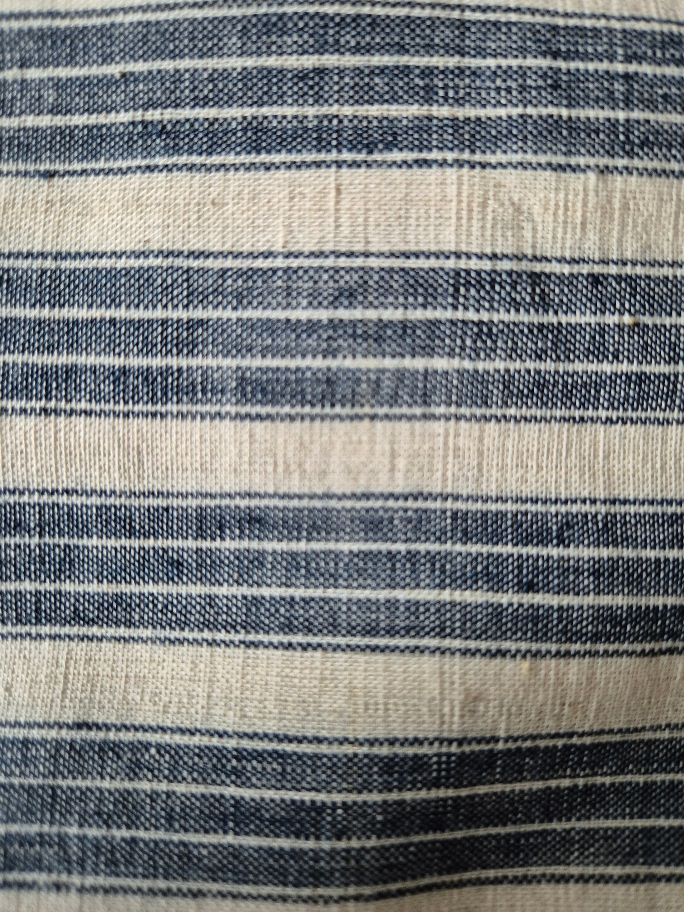 Dark Indigo Triple Stripes Pattern on Ecru Natural Cotton - Etsy