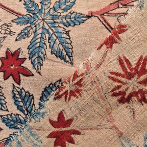 1 Yard of Handspun Khadi Kalamkari Block Print Floral Pattern With ...