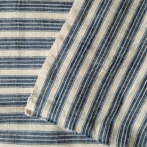 Dark Indigo Triple Stripes Pattern on Ecru Natural Cotton - Etsy