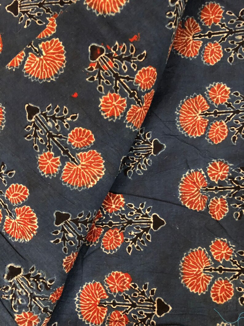 1 Yard of Cotton Handblockprinted Ajrakh Fabric - Etsy