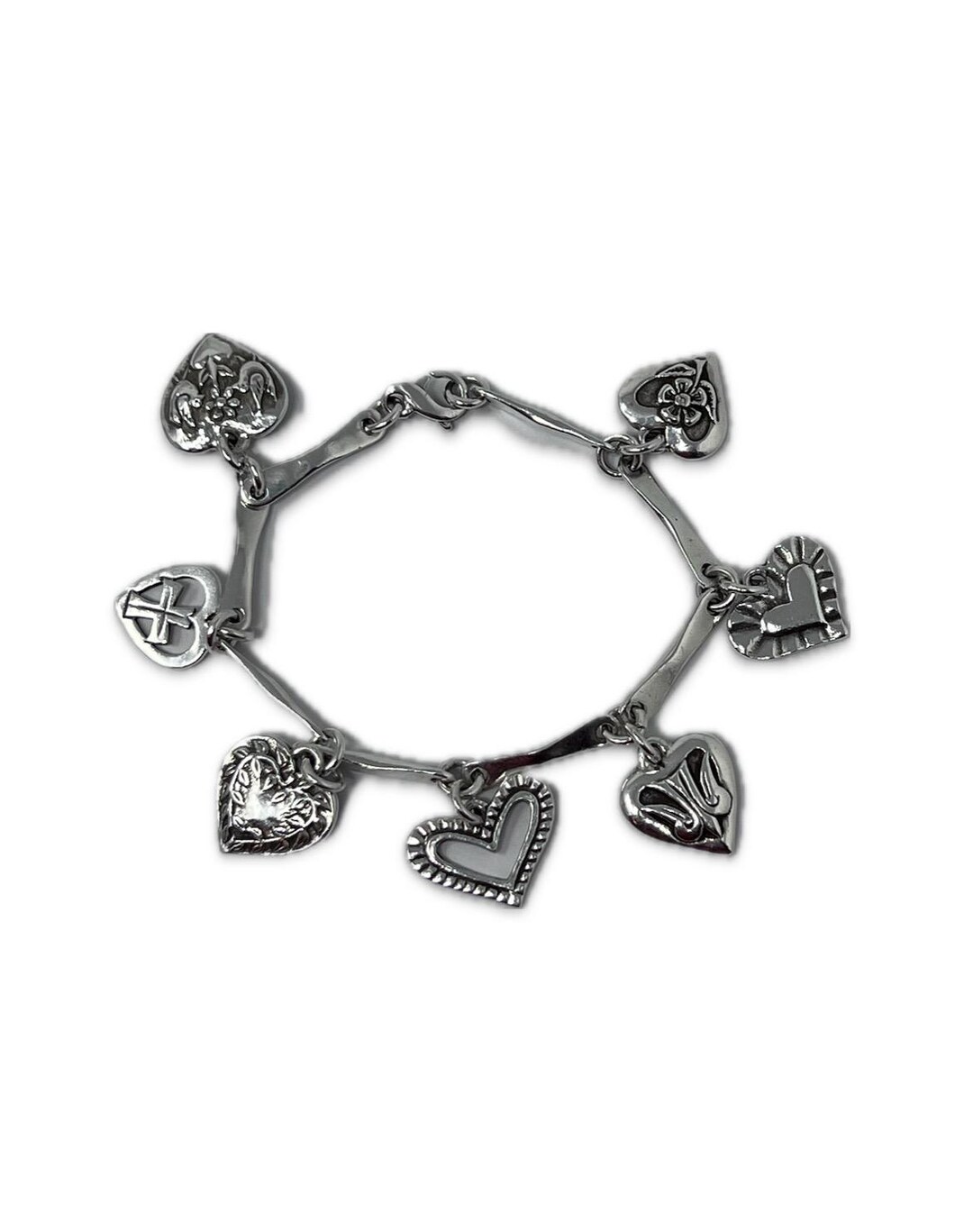 Rare Retired Jeep Collins Hammered Sterling Silver Link Heart Charm ...