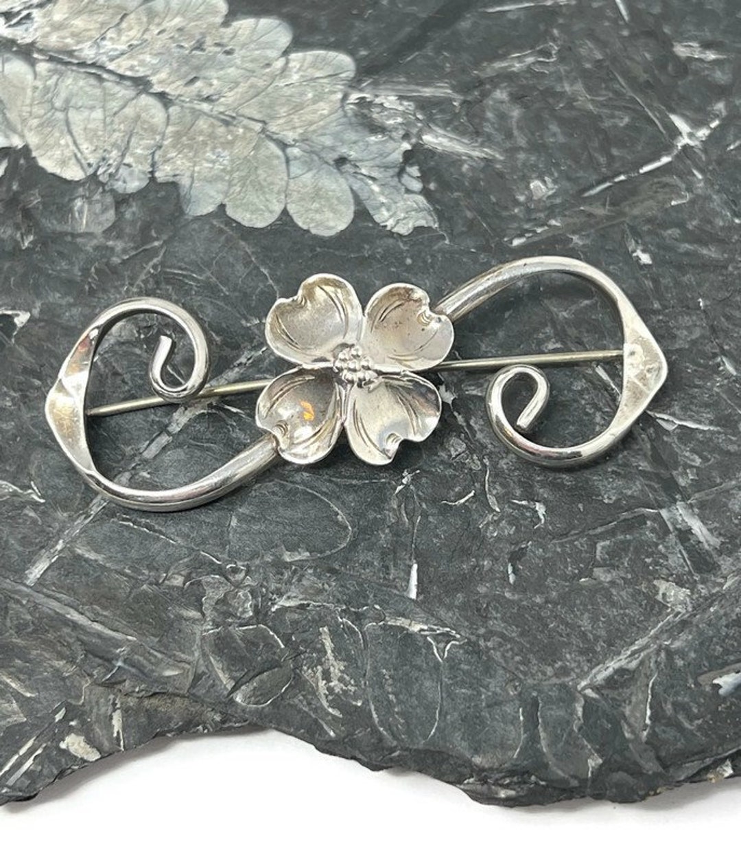 Vintage Sterling Silver Stuart Nye Dogwood Scroll Brooch Pin: - Etsy